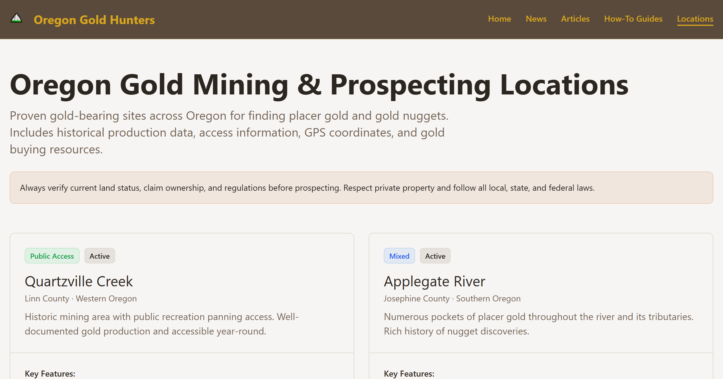 Oregon Gold Mining Locations | Where to Find & Sell Placer Gold ...